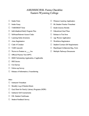 Fillable Online ewc wy GED Forms Checklist - ewcwyedu Fax Email Print ...