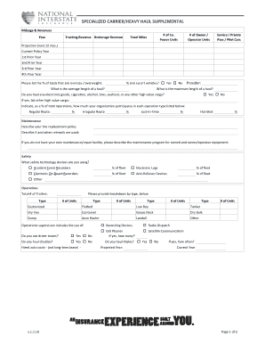 Fillable Online Specialized carrierheavy haul supplemental - National Interstate Fax Email Print ...