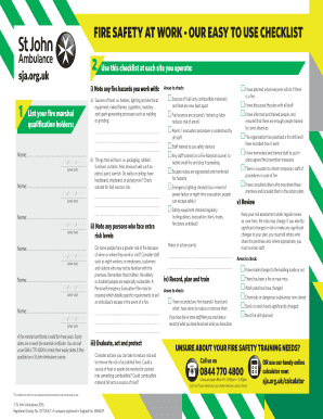Fillable Online FIRE SAFETY AT WORK - OUR EASY TO USE CHECKLIST Fax ...