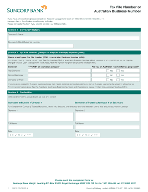 Fillable Online Tax File Number or Australian Business Number Fax Email ...