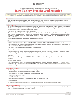 Fillable Online Intra-Facility Transfer Authorization Fax Email Print ...