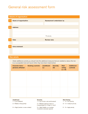 Fillable Online General risk assessment form - Ecclesiastical Insurance ...