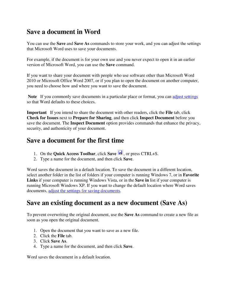 Fillable Online Save A Document In Word Fax Email Print PdfFiller