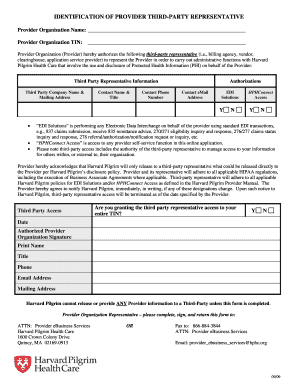 Fillable Online IDENTIFICATION OF PROVIDER THIRD-PARTY REPRESENTATIVE ...