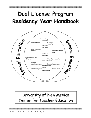 Fillable Online coe unm Dual License Program Residency Year Handbook ...