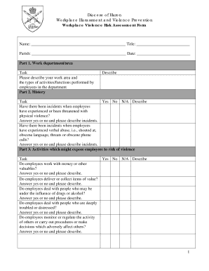 Fillable Online diohuron Workplace violence risk assessment form ...