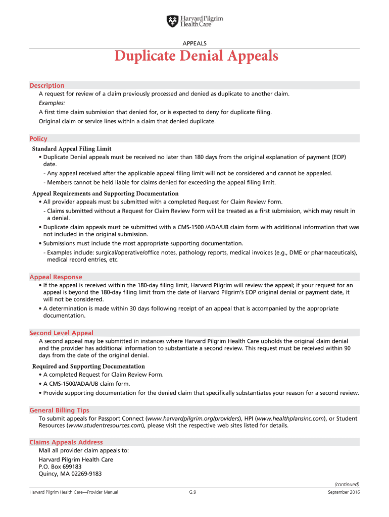 Fillable Online Duplicate Denial Appeals Fax Email Print - pdfFiller