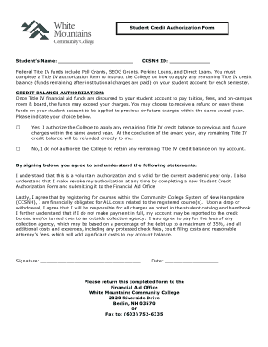 Fillable Online wmcc Student Credit Authorization Form Fax Email Print - pdfFiller