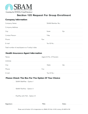 Fillable Online 125 Enrollment Form 0105indd Fax Email Print - pdfFiller