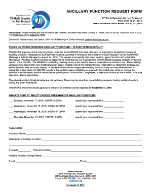 Fillable Online ANCILLARY FUNCTION REQUEST FORM Fax Email Print - pdfFiller