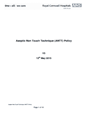 Fillable Online rcht nhs Aseptic non touch technique ANTT policy ...