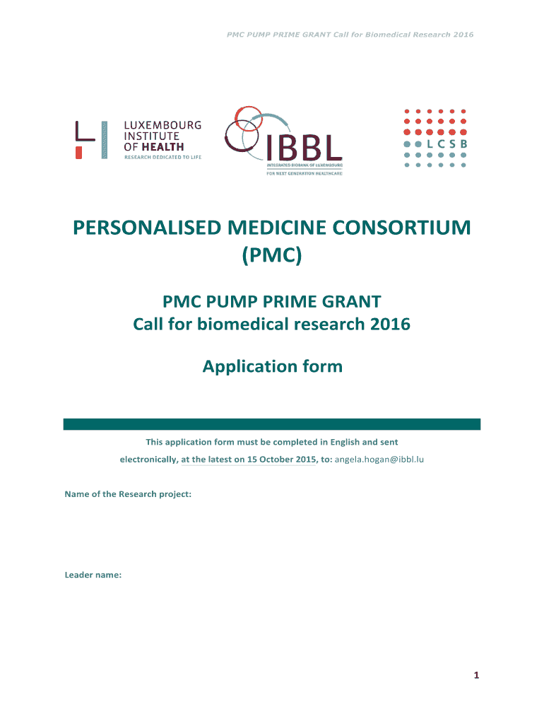 Fillable Online Application form for PMC 2015 final - crp-santelu Fax ...