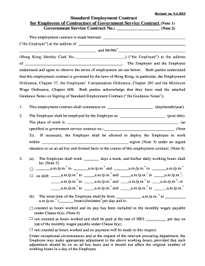 Fillable Online fehd gov Revised on 942015 Standard Employment Contract ...