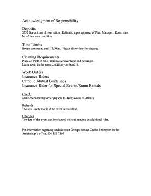 Fillable Online Acknowledgment of Responsibility - stjudeatlantanet Fax Email Print - pdfFiller