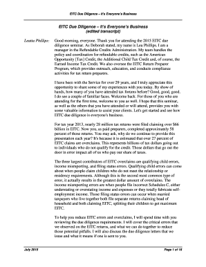 Fillable Online EITC Due Diligence Its Everyones Business Fax Email ...