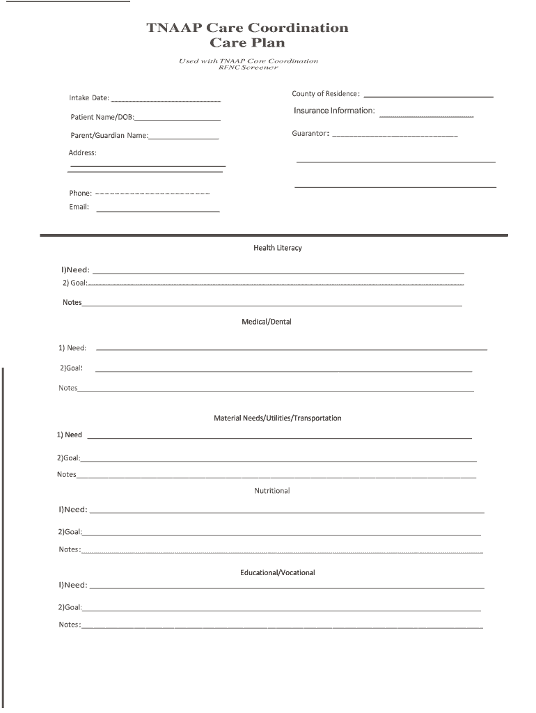 Fillable Online tnaap TNAAP Care Coordination Care Plan - tnaap Fax ...