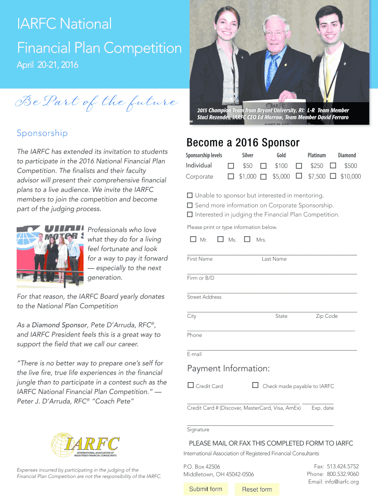 Fillable Online iarfc Be Part of the future - IARFC Fax Email Print ...