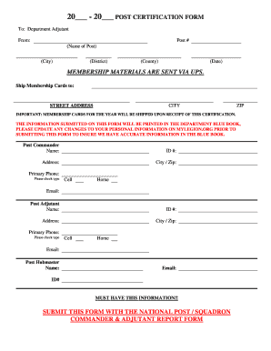 Fillable Online txlegion Post Certification Form - American Legion Fax ...