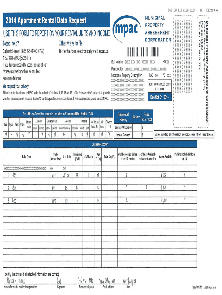 Fillable Online X USE THIS FORM TO REPORT ON YOUR RENTAL UNITS AND ...