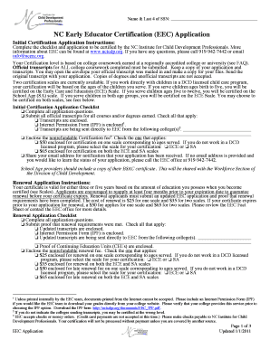 Fillable Online NC Early Educator Certification EEC Application Fax Email Print - pdfFiller