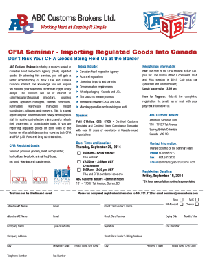 Fillable Online CFIA Seminar - Importing Regulated Goods Into Canada ...