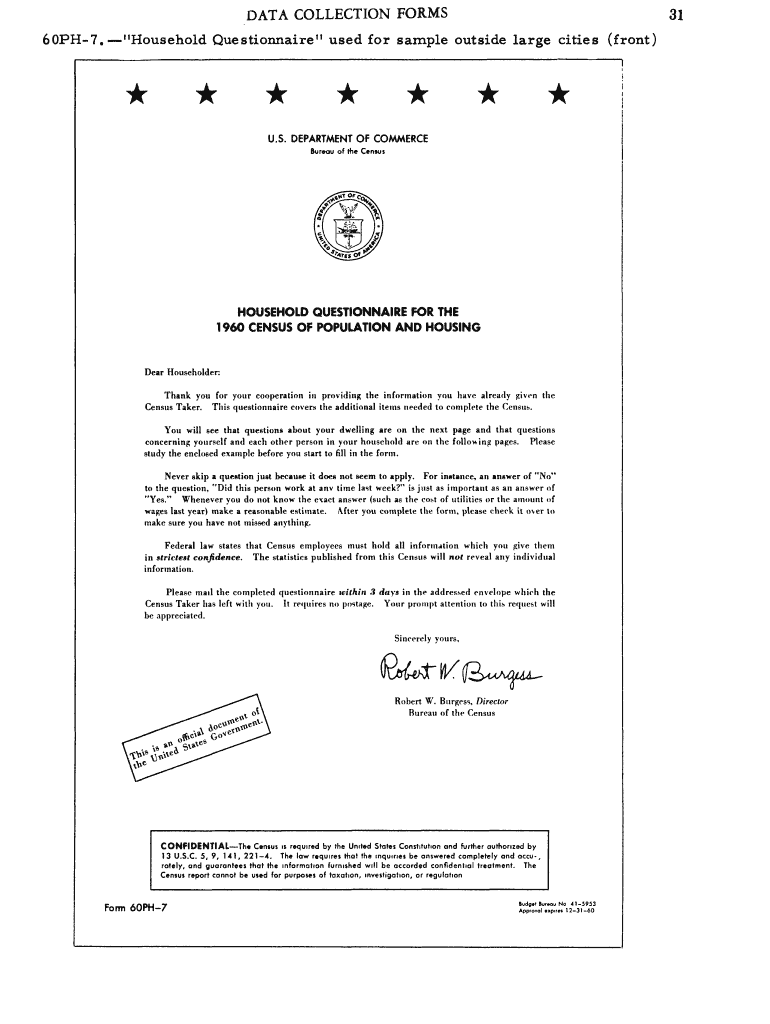 Fillable Online hist umn USA 1960 Census Enumeration Forms USA 1960 ...