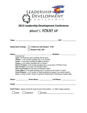 Fillable Online weld4h 2013 Leadership Development Conference ...