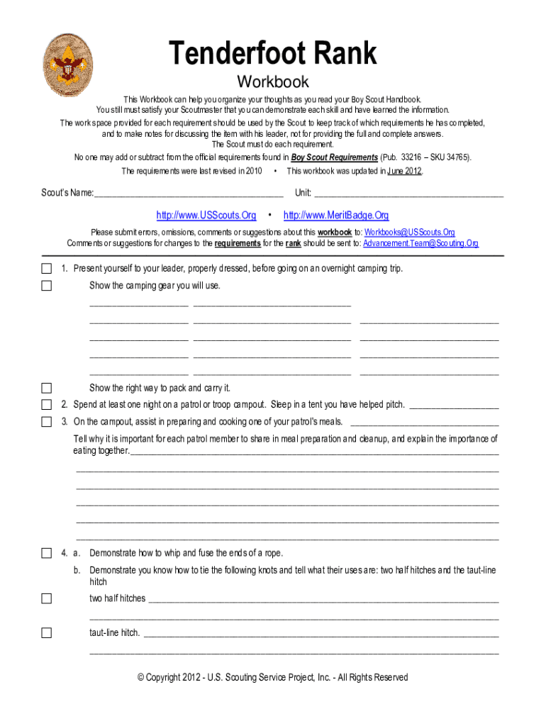 Tenderfoot Requirements Worksheet Fill Online Printable Fillable Tenderfoot Requirements Worksheet Fill Online Printable Fillable