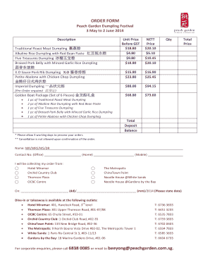 Fillable Online ORDER FORM - Peach Garden Fax Email Print - pdfFiller