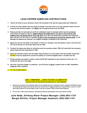 Fillable Online LEAD COPPER SAMPLING INSTRUCTIONS Fax Email Print ...