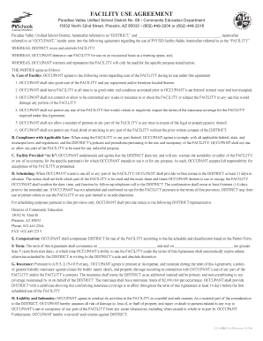 Fillable Online Facility Use Agreement 14-15 - bpvschoolsnetb Fax Email Print - pdfFiller