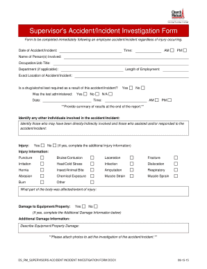 Fillable Online Supervisor's AccidentIncident Investigation Form Fax Email Print - pdfFiller