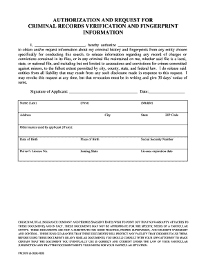 Fillable Online AUTHORIZATION AND REQUEST FOR CRIMINAL RECORDS Fax ...