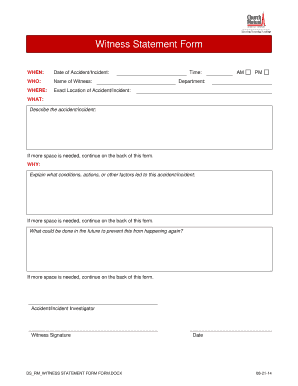 Fillable Online Witness Statement Form - Fill Online, Printable, Fillable, Blank | pdfFiller