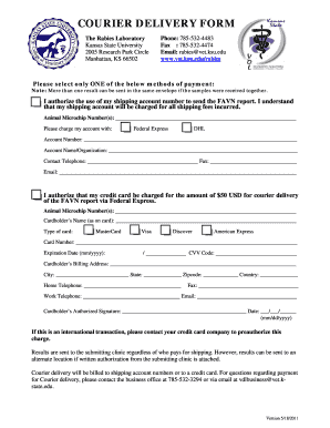 Fillable Online ksvdl COURIER DELIVERY FORM - KSVDL Fax Email Print ...