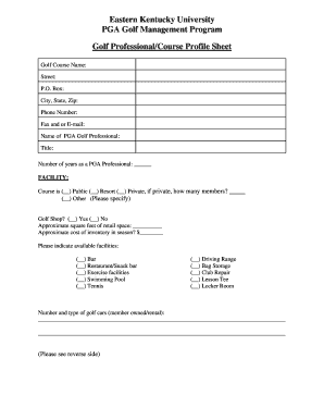 Fillable Online Eastern Kentucky University PGA Golf Management Program Golf Fax Email Print ...