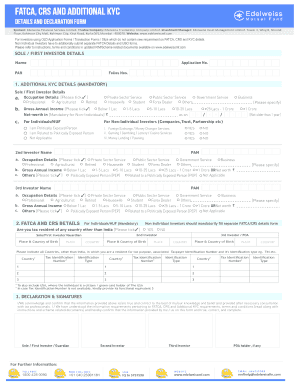 Fillable Online FATCA, CRS AND ADDITIONAL KYC Fax Email Print - pdfFiller