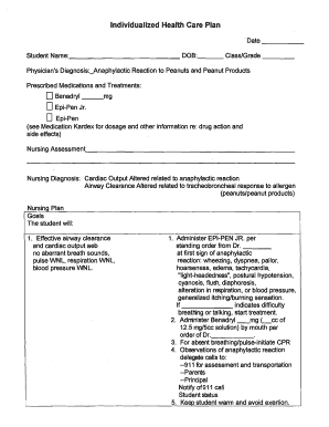 Fillable Online Individualized Health Care Plan - Cloverleaf Local Fax ...