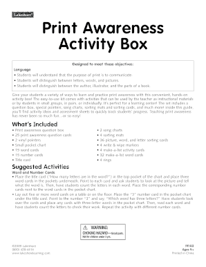 Fillable Online Print Awareness Activity Box - bLakeshoreLearningcomb ...