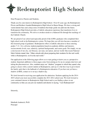 Fillable Online Dear Prospective Parents and Students, Fax Email Print - pdfFiller