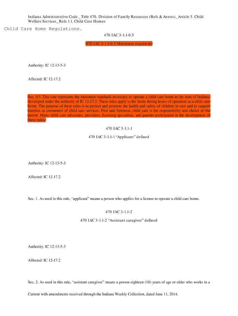Fillable Online Indiana Administrative Code Title 470 Fax Email Print ...