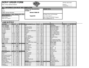 Fillable Online htschool SCRIP ORDER FORM OFFICE USE ONLY - Holy ...