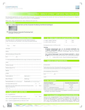 Fillable Online companycards KARTENANTRAG AMERICAN EXPRESS CORPORATE ...