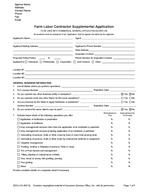 Fillable Online Farm Labor Contractor Supplemental Application - Hull ...