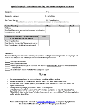 Fillable Online soiowa Special Olympics Iowa State Bowling Tournament ...