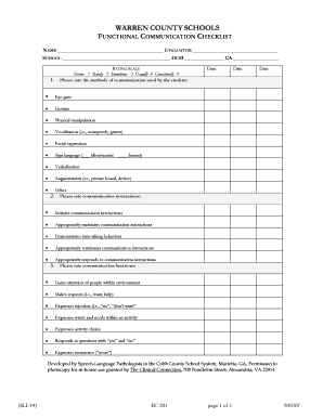 Functional Communication Checklist - Fill Online, Printable, Fillable ...