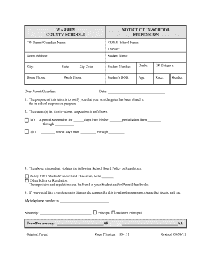 Fillable Online warrenk12nc WARREN NOTICE OF IN-SCHOOL COUNTY SCHOOLS ...