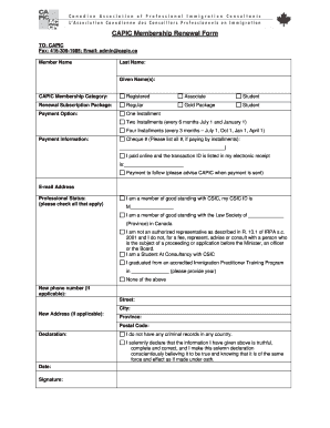 Fillable Online capic CAPIC Membership Renewal Form.doc Fax Email Print ...