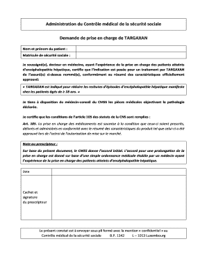 Remplissable En Ligne Demande de prise en charge de TARGAXAN Fax Email ...