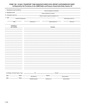 Fillable Online FORM T3B CLASS 2 TRANSPORT TANK MANUFACTURERS DATA ...